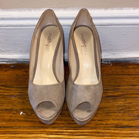 Shoes | Evangard Peep Toe Beige Heels Size 75 | Poshmark